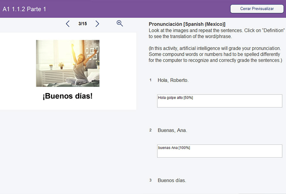 Spanish 2 textbook with auto-graded activities